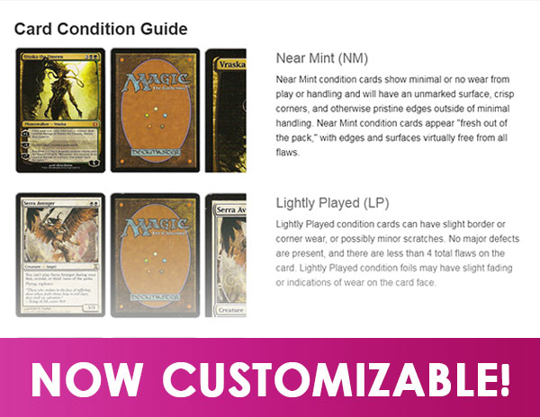 Customize Your Website's Buylist Page Card Condition Guide ...